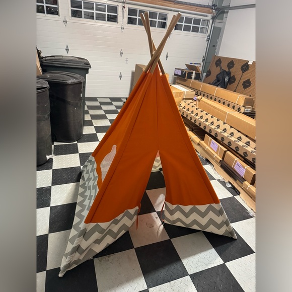 Toys | Orange And Grey Chevron Childs Teepee Tent | Poshmark
